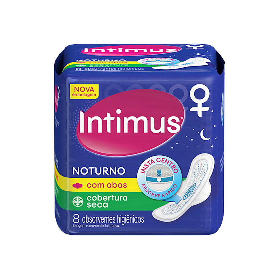 Absorvente Intimus Gel Noturno Seca C/Abas C/8 | Supermercado ...